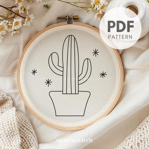 Cactus Hand Embroidery Pattern, Cactus Design, Houseplant Hand ...
