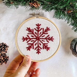 Snowflake Hand Embroidery Design, Set of 6 Ornaments, Snowflake Hand ...