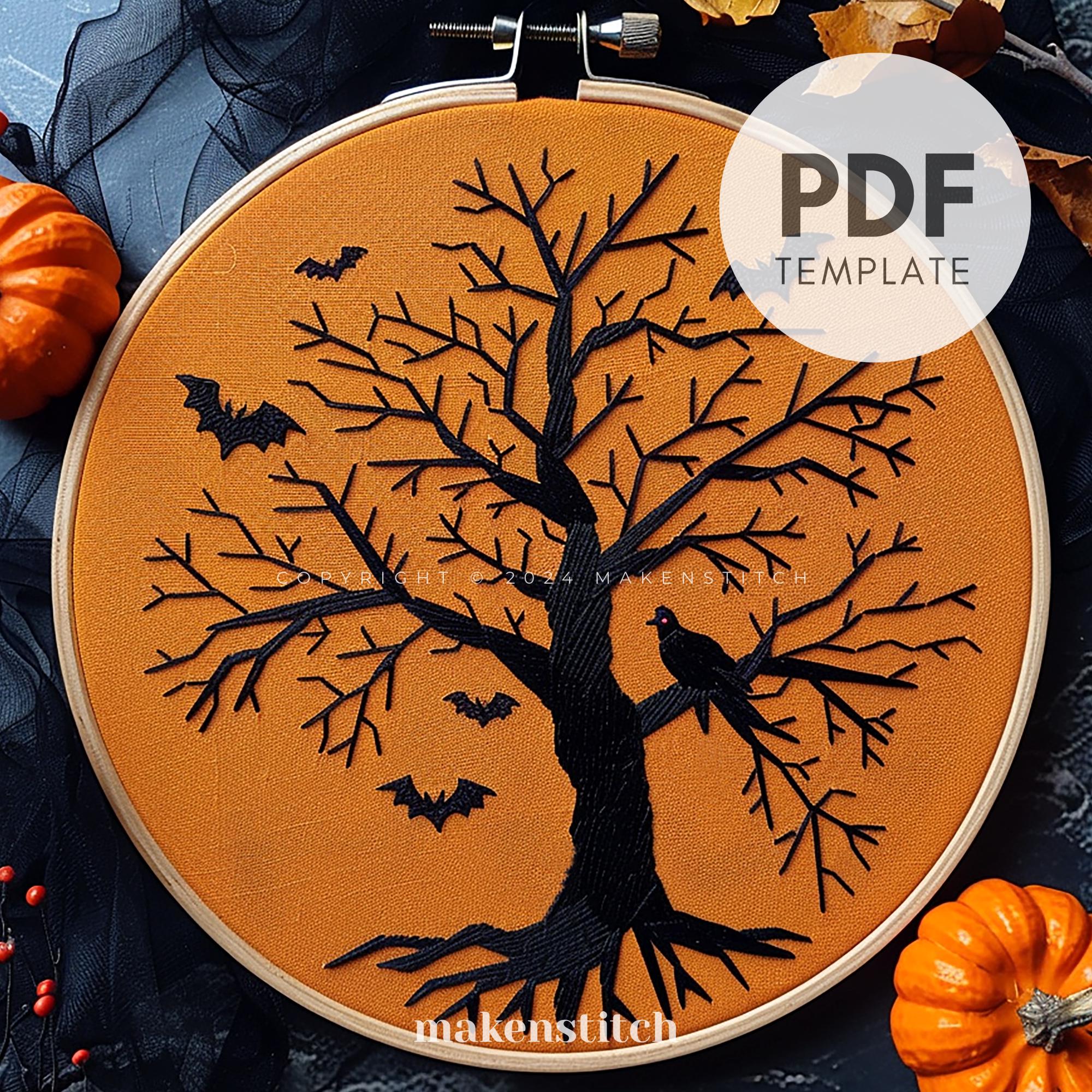 Halloween Tree Hand Embroidery Pattern: Spooky Decor (PDF Pattern) - Etsy