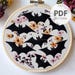 Halloween Bats & Flowers Hand Embroidery Pattern (PDF) - Etsy
