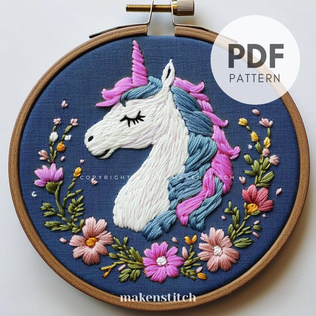 Magical Unicorn Embroidery Pattern, DIY Hand Embroidery PDF, Unicorn ...