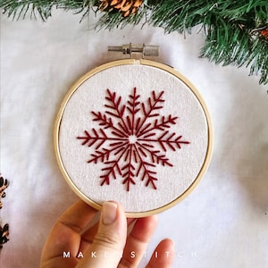 Snowflake Hand Embroidery Design, Set of 6 Ornaments, Snowflake Hand ...