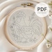 Floral Rooster Hand Embroidery Pattern, Chicken Embroidery Design, Folk ...