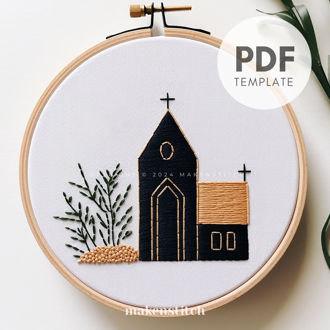 Church Hand Embroidery Pattern: Floral Cross (PDF Digital Download - Etsy