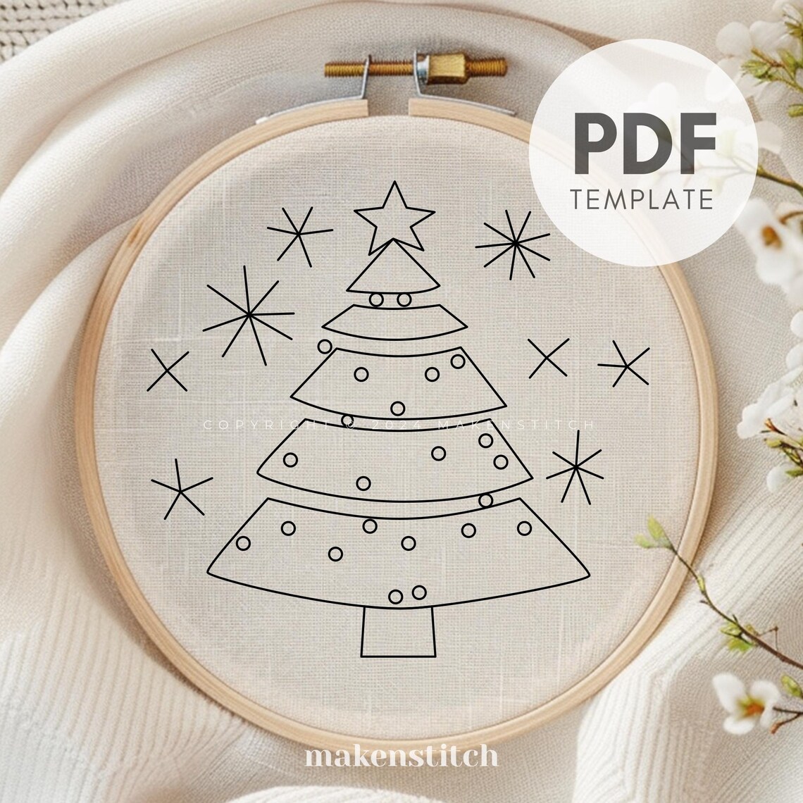 Christmas Tree Hand Embroidery Pattern: Winter Holiday Craft (PDF ...