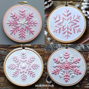 Set of 4 Winter Snowflake Hand Embroidery Patterns, Snowflake ...