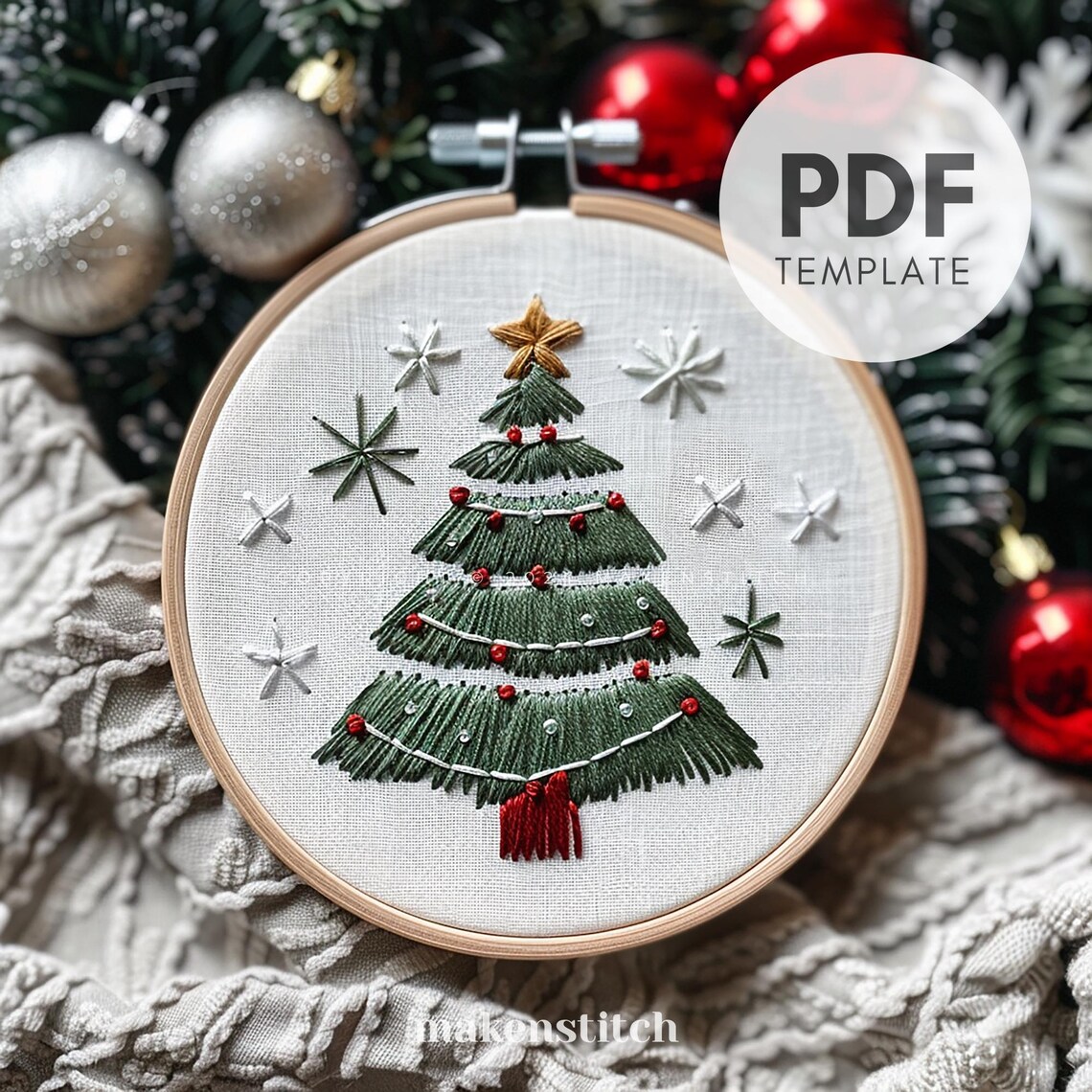 Christmas Tree Hand Embroidery Pattern: Winter Holiday Craft (PDF ...