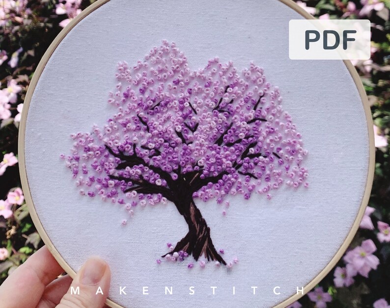 Cherry Blossom Embroidery Pattern PDF Tree Embroidery Pattern - Etsy