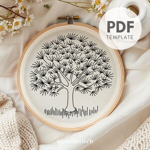 Green Tree Hand Embroidery Design, Tree Hand Embroidery, Tree Pattern ...