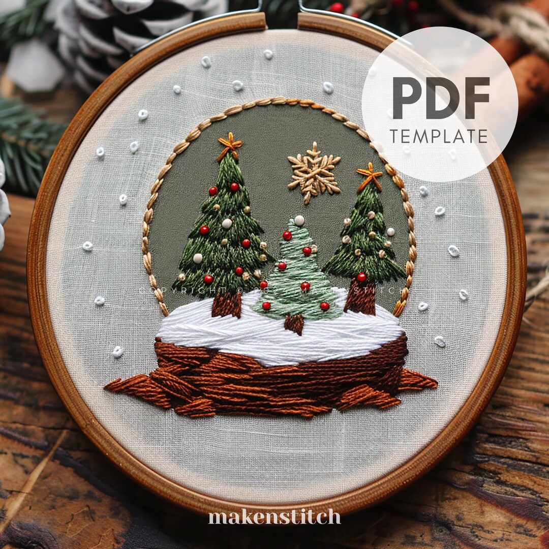 Snow Globe Hand Embroidery Pattern: Winter Christmas Design (PDF) - Etsy