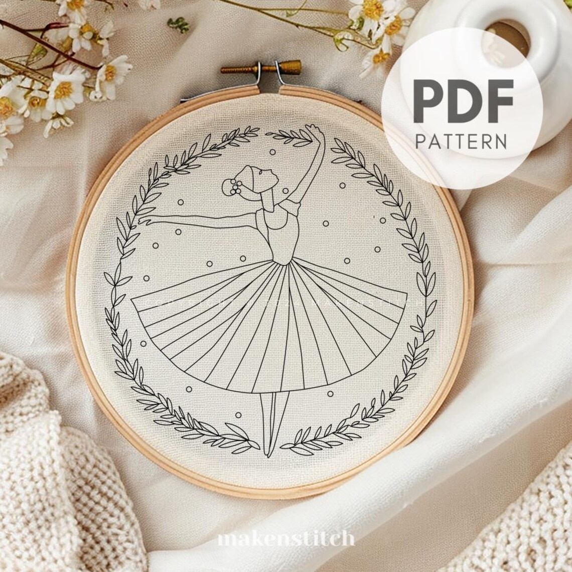 Ballerina Embroidery Pattern: Winter Dance Art (PDF Pattern) - Etsy