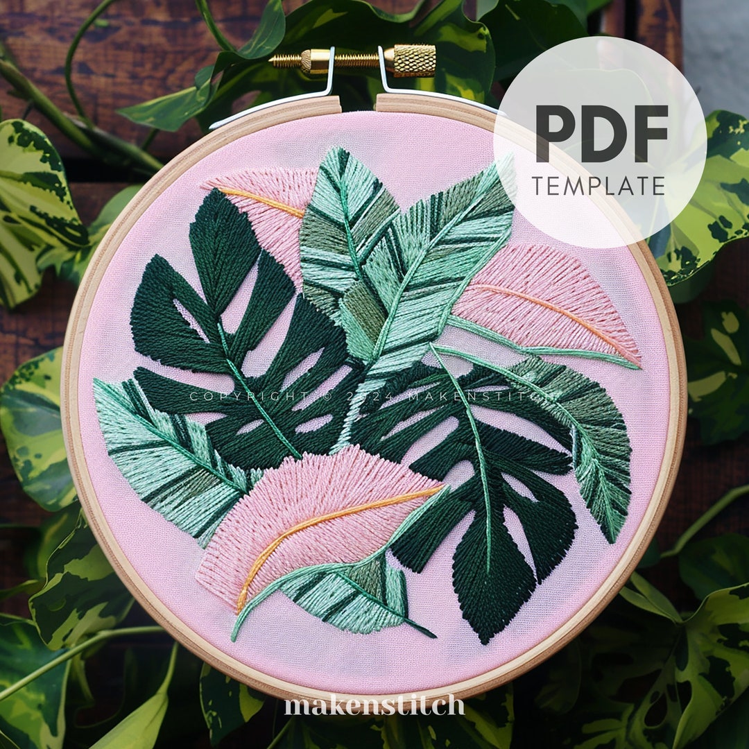 Plants Hand Embroidery Pattern, Houseplants Hand Embroidery Design ...
