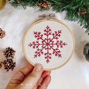 Snowflake Hand Embroidery Design, Set of 6 Ornaments, Snowflake Hand ...