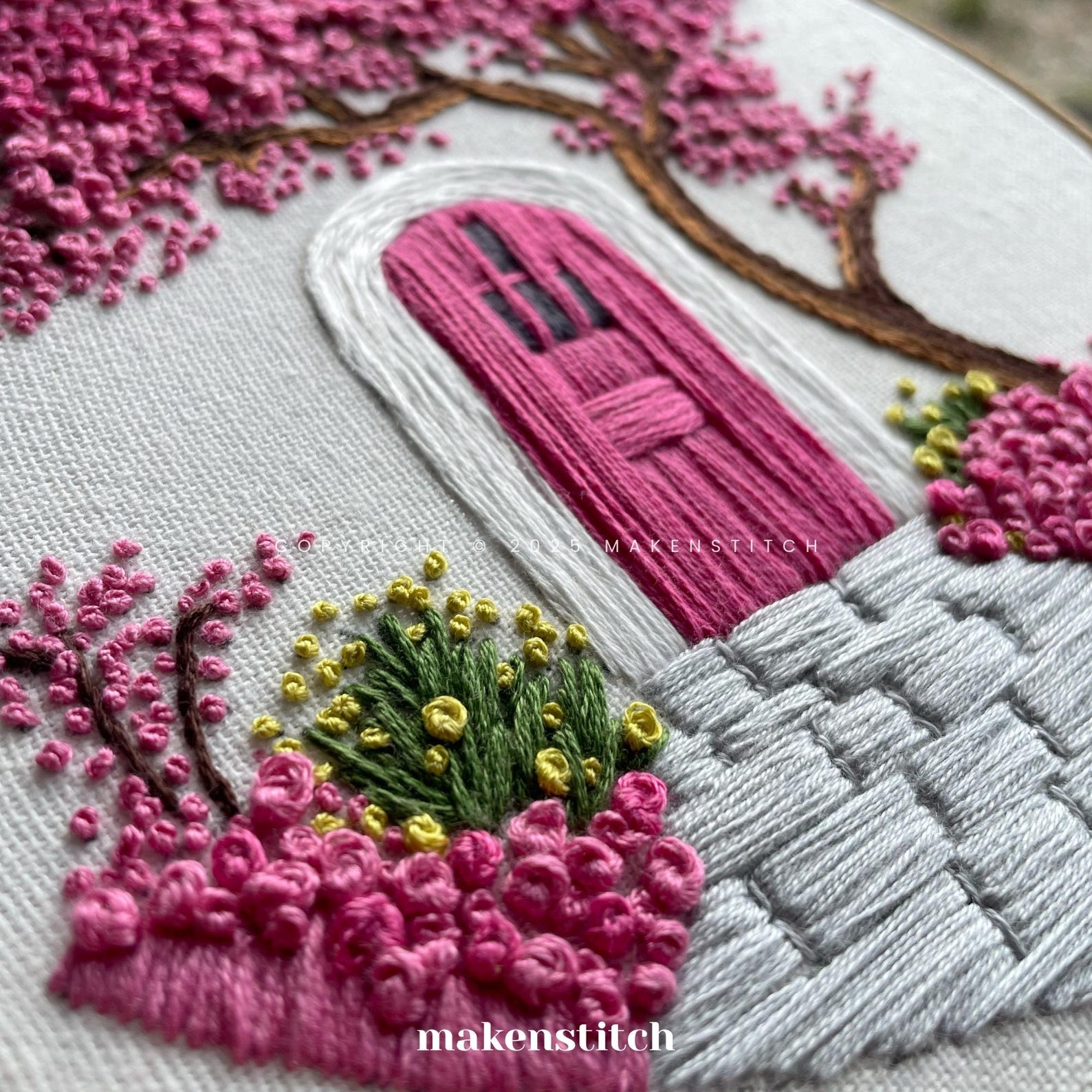 Cherry Blossom Tree Hand Embroidery Pattern, Sakura Tree Embroidery ...