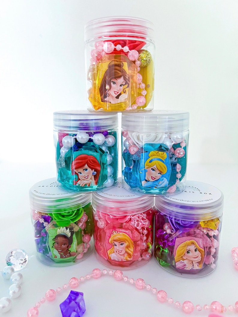 PRINCESS Play DOUGH JARS and Sensory Kit Party Favor - Girls Birthday ...