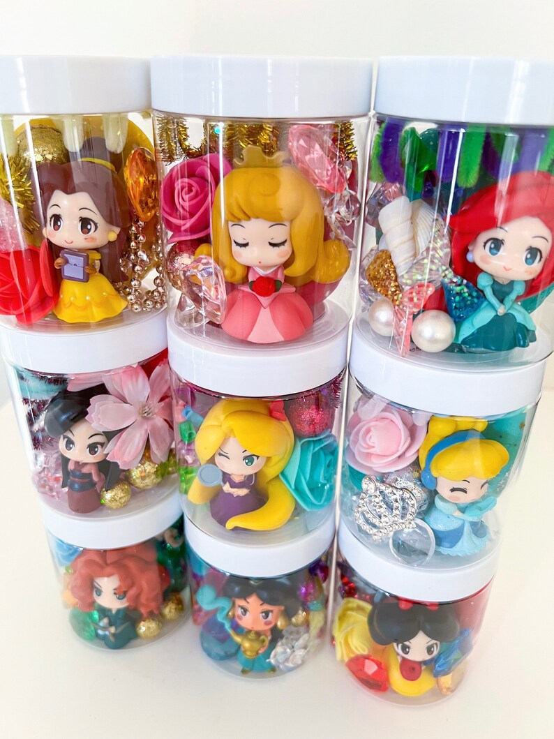 Princess Play Dough Jars,princess Birthday Favors,princess Birthday ...