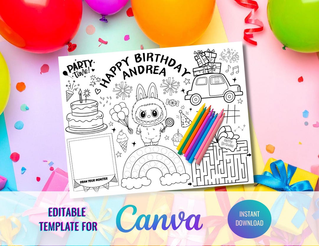 Cute MONSTER BIRTHDAY PRINTABLE Page Activity,monster Party Decor ...