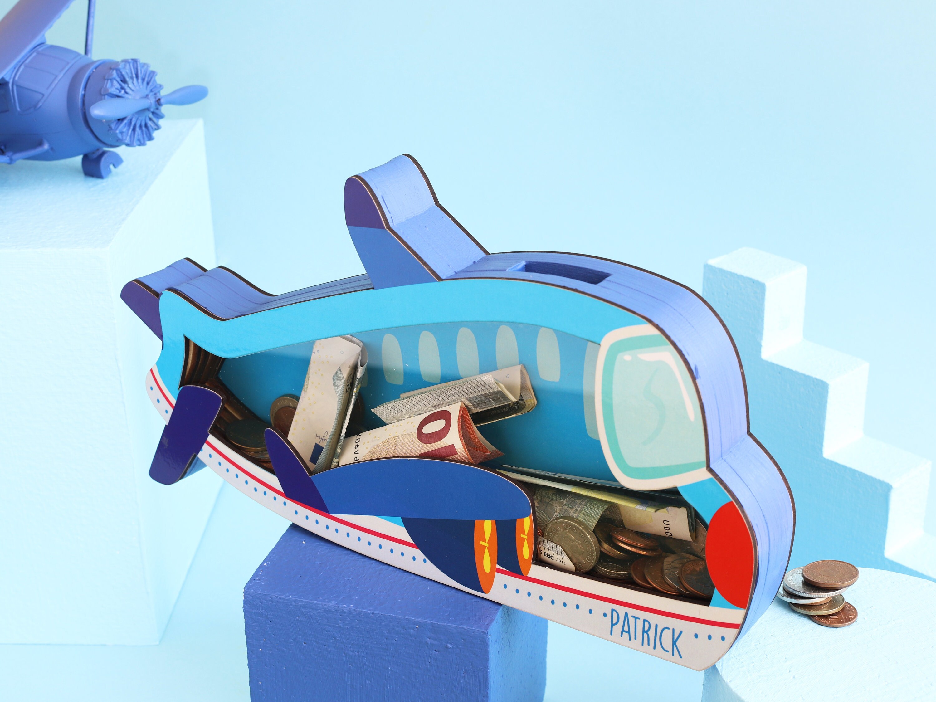 Plane Personalized Money Bank Airplane Name Piggy Bank - Etsy