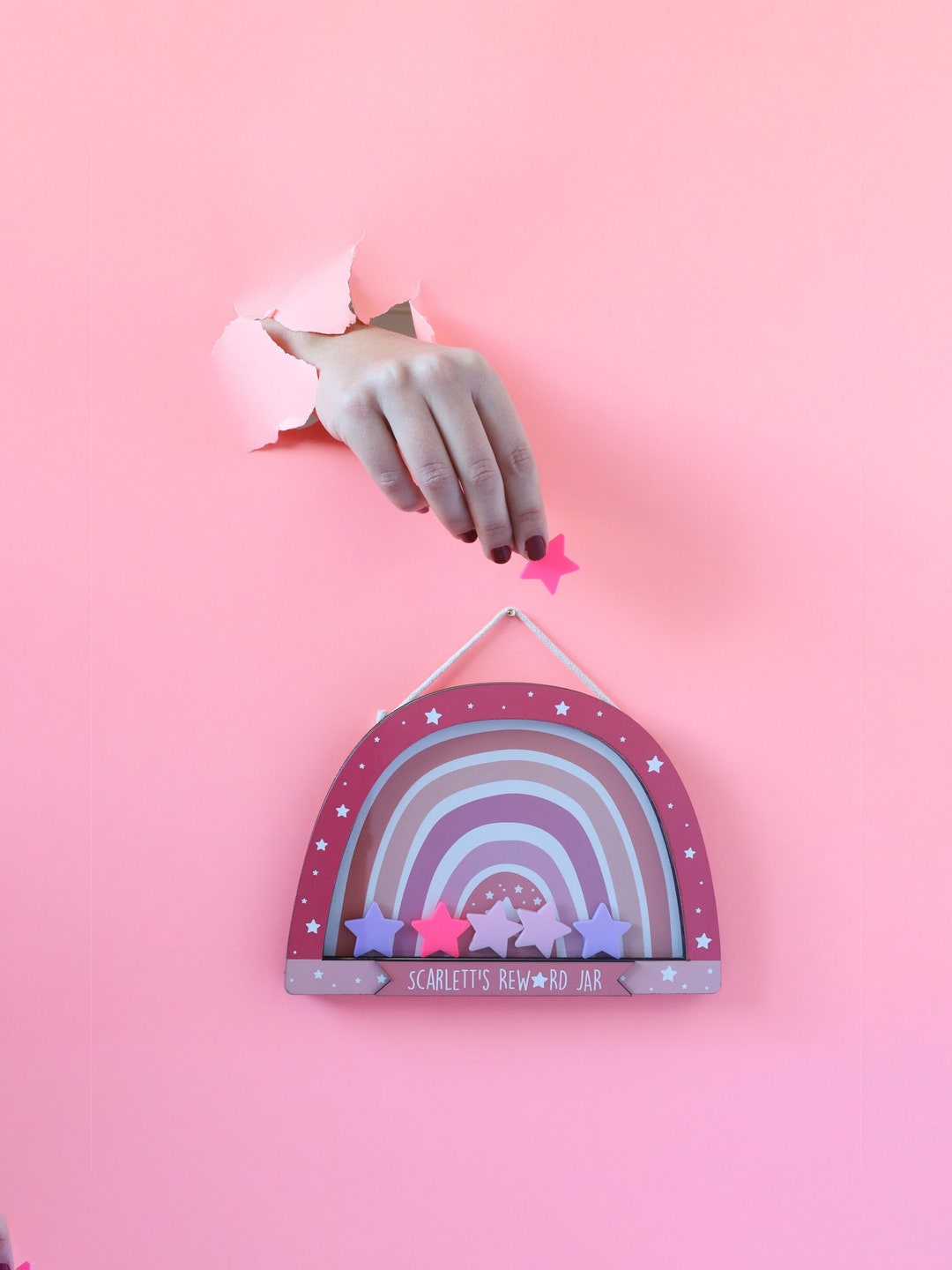 Custom Rainbow Reward Jar, Custom Star Jar With Tokens, Rainbow Shaped ...