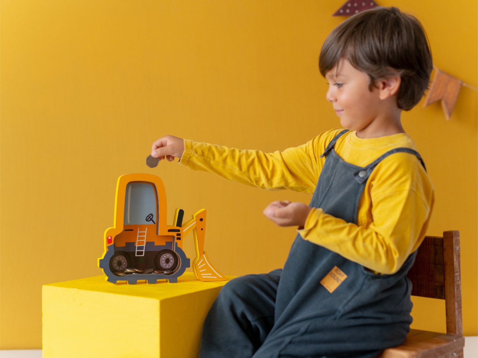 Personalized Excavator Piggy Bank, Bulldozer Money Box, Tractor Piggy ...