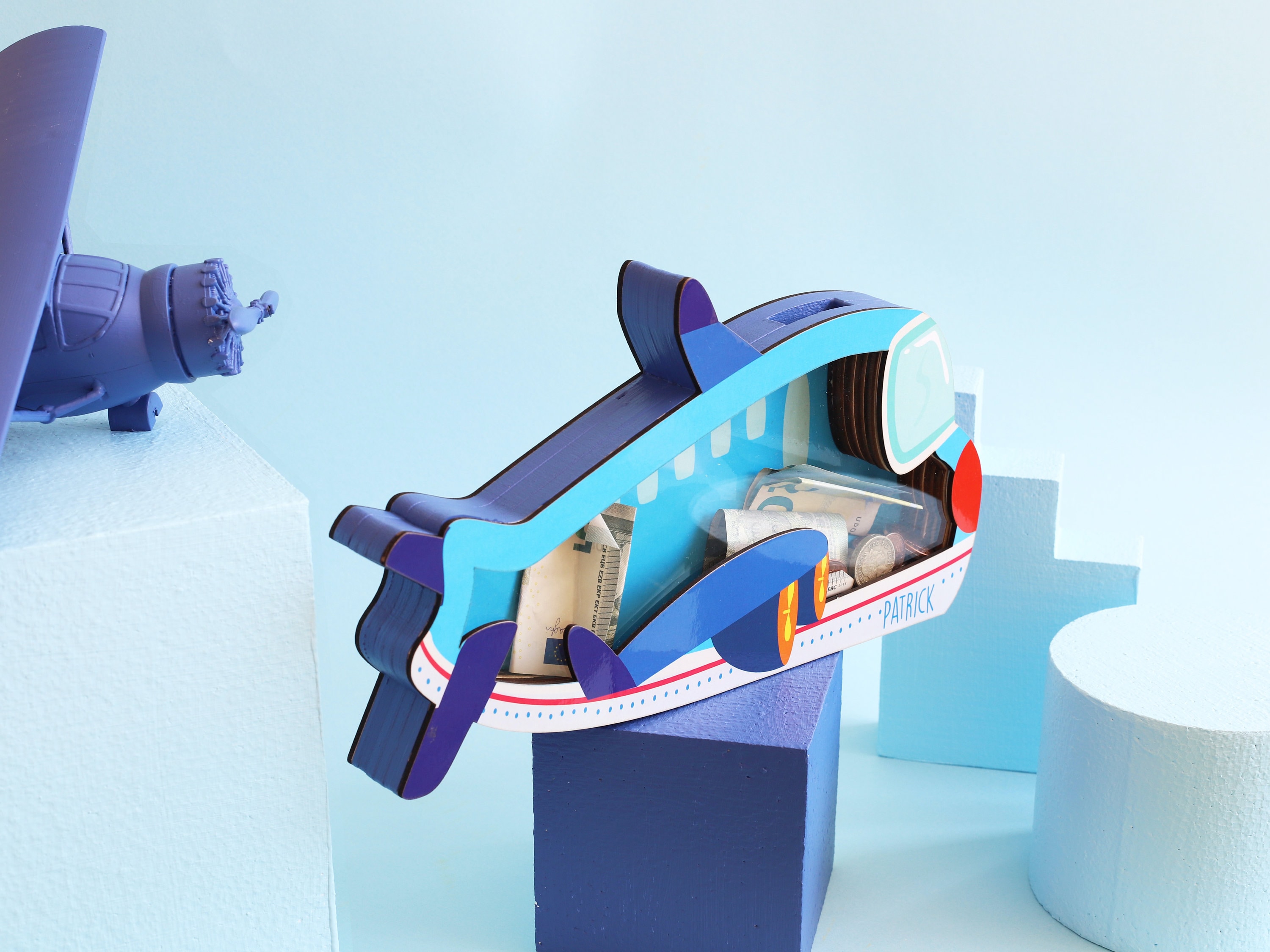 Plane Personalized Money Bank, Airplane Name Piggy Bank, Airplane Baby ...