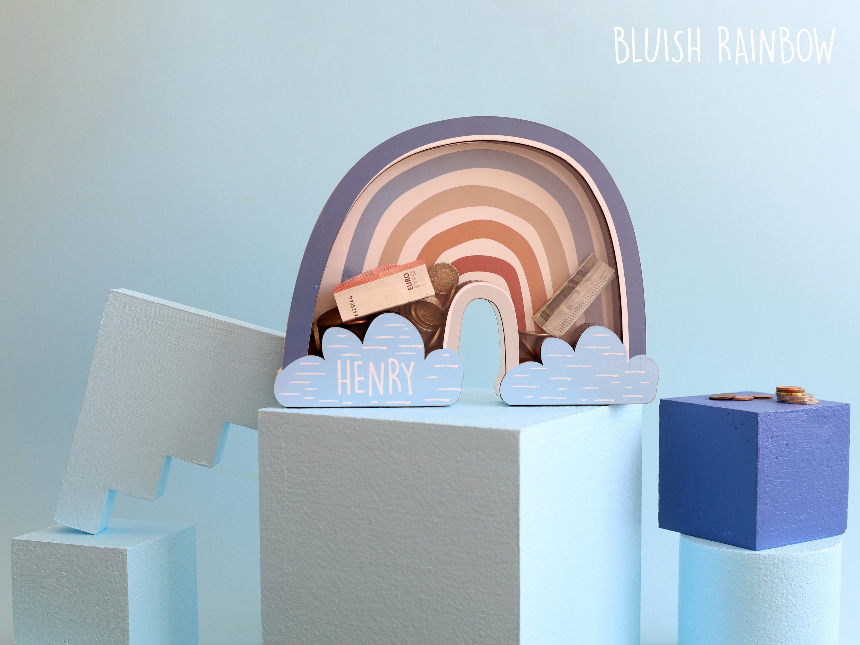 Personalized Pink Rainbow Piggy Bank Pinky Rainbow Money Box - Etsy