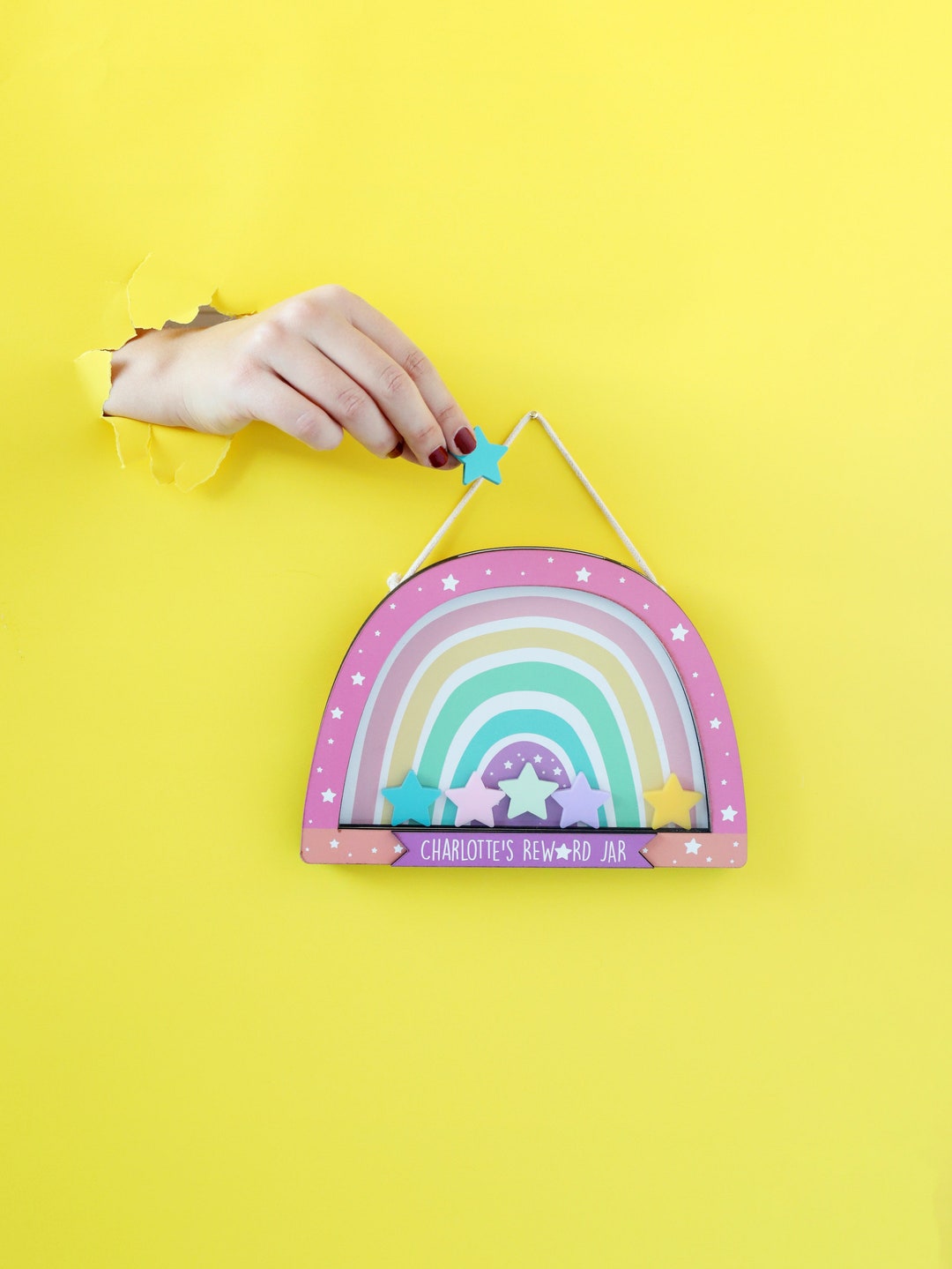 Custom Rainbow Reward Jar, Custom Star Jar With Tokens, Rainbow Shaped ...