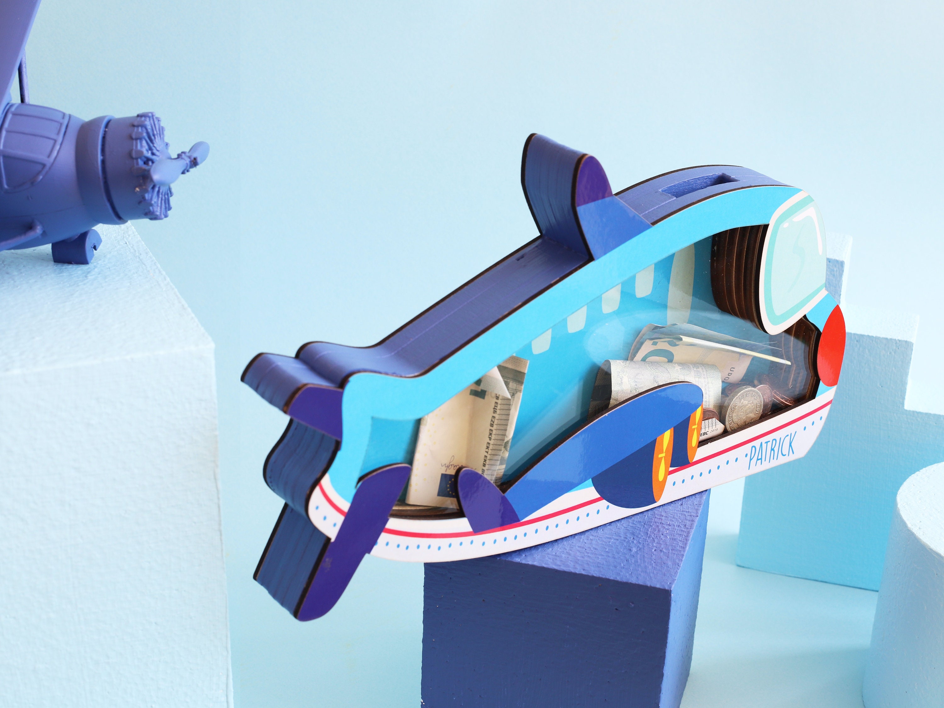 Plane Personalized Money Bank Airplane Name Piggy Bank - Etsy