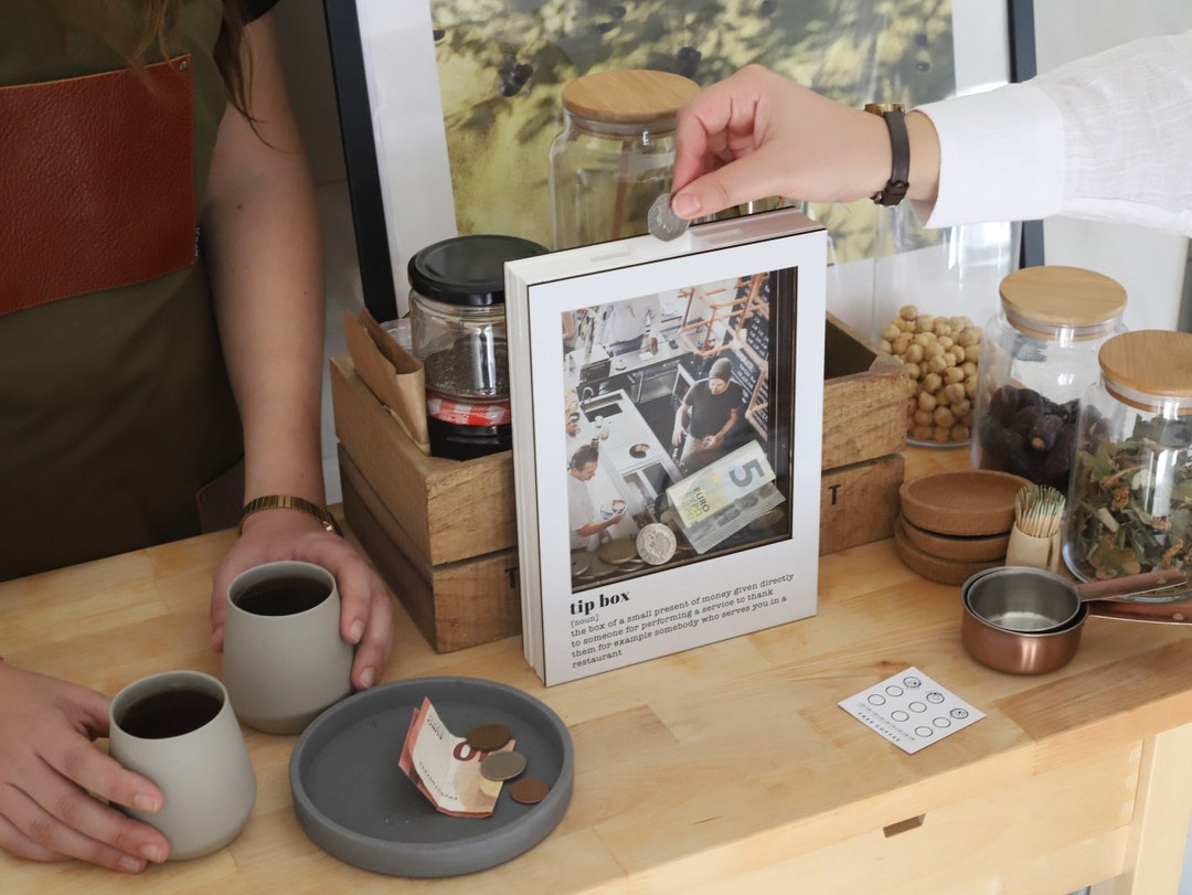 Personalized Tip Box, Custom Photo Tip Box, Tip Jar for Coffee Shop ...