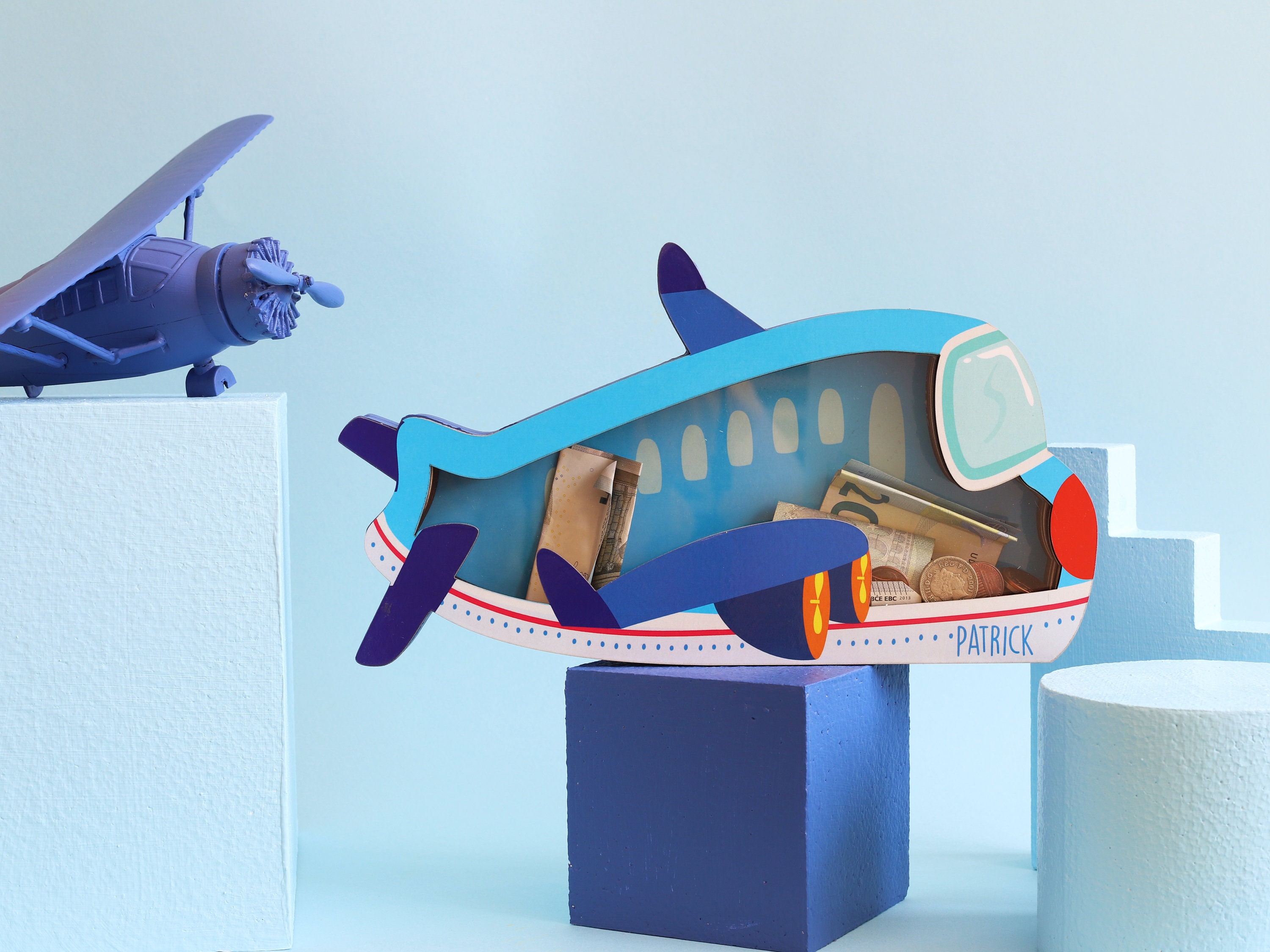 Plane Personalized Money Bank, Airplane Name Piggy Bank, Airplane Baby ...
