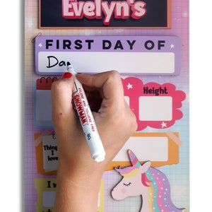 Unicorn First Day of School Sign, Custom Back to School Board, Dry ...