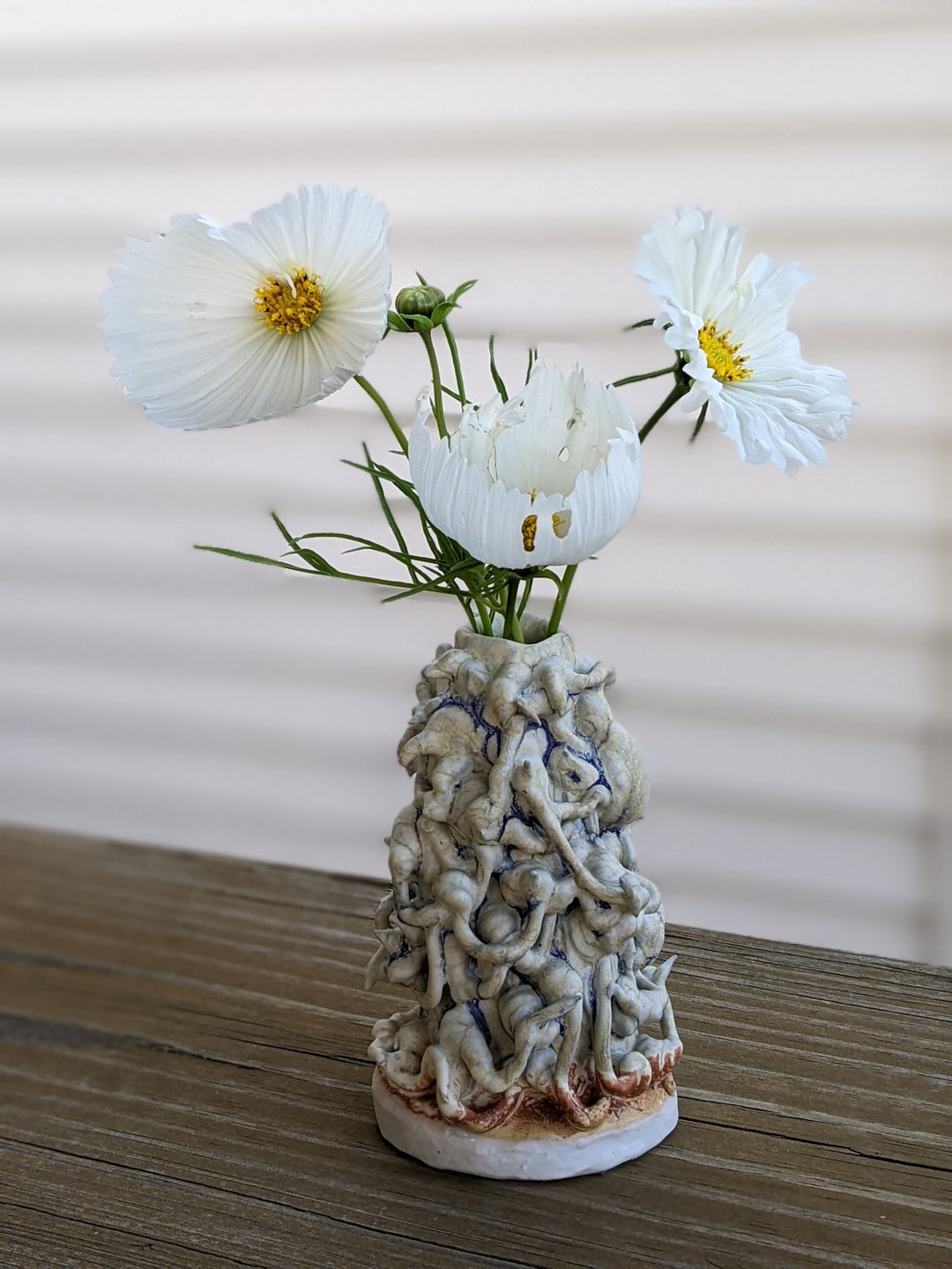 Small Ceramic Built Textured Bud Vase - Etsy