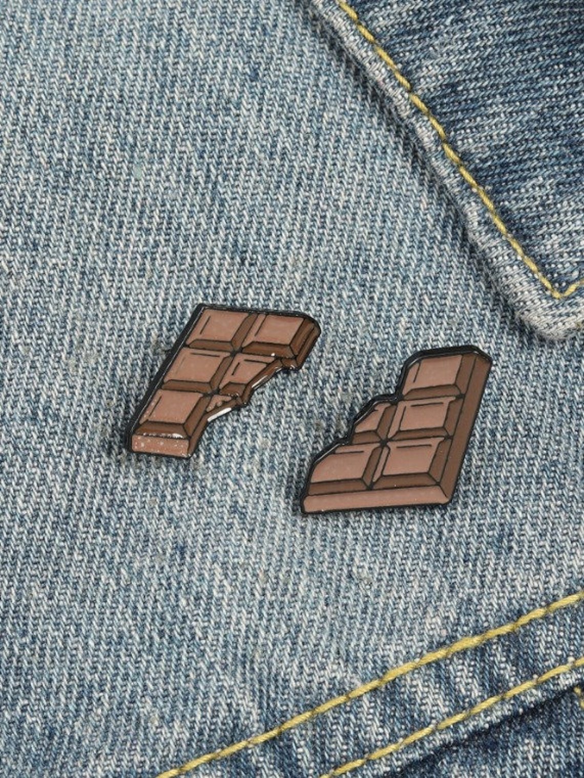 Chocolate Pin Badge Set Of 2 Pin Fun And Quirky Enamel Pin Etsy