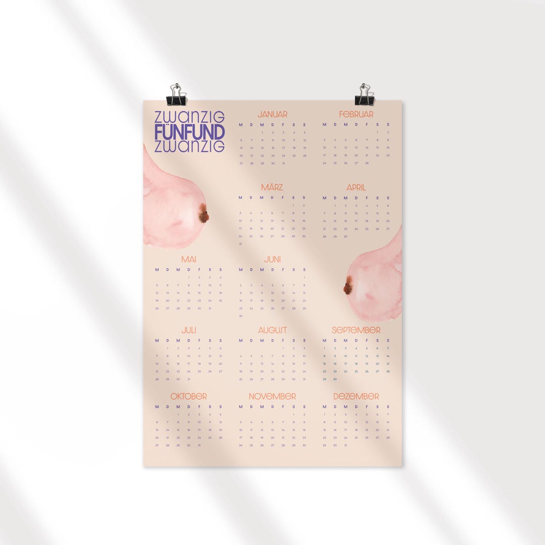 Annual Calendar 2025, Boobies, Wall Calendar, Annual Planner ...