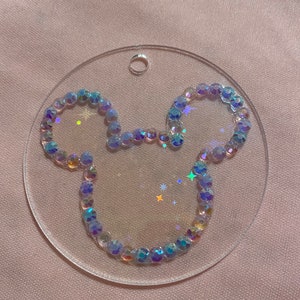 Mickey and Minnie Mouse Rhinestoned Sun-catcher Rear View Mirror Car ...