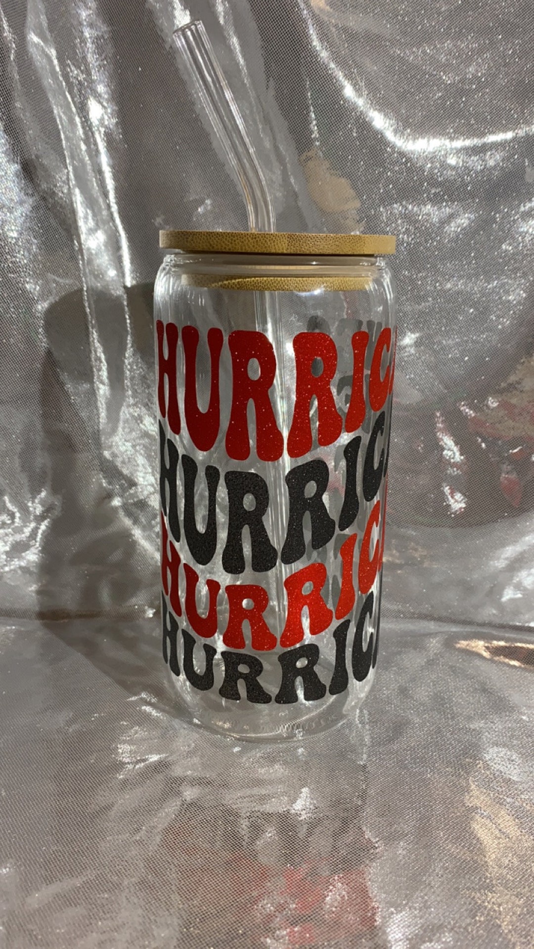 Carolina Hurricanes Glass Can With Bamboo Lid and Straw - Etsy