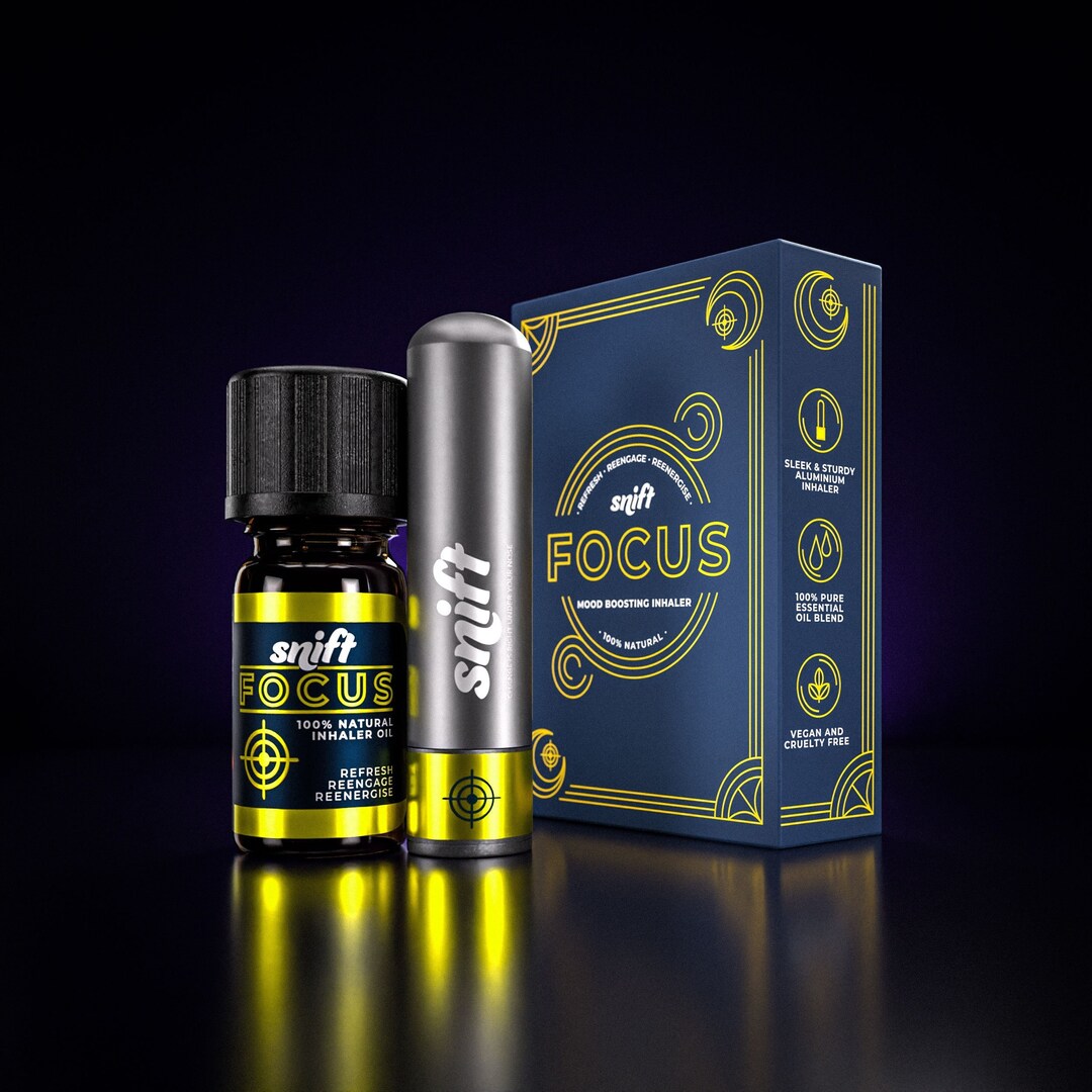 Snift FOCUS Inhaler 100% Pure Essential Oils Aluminium, Refillable ...