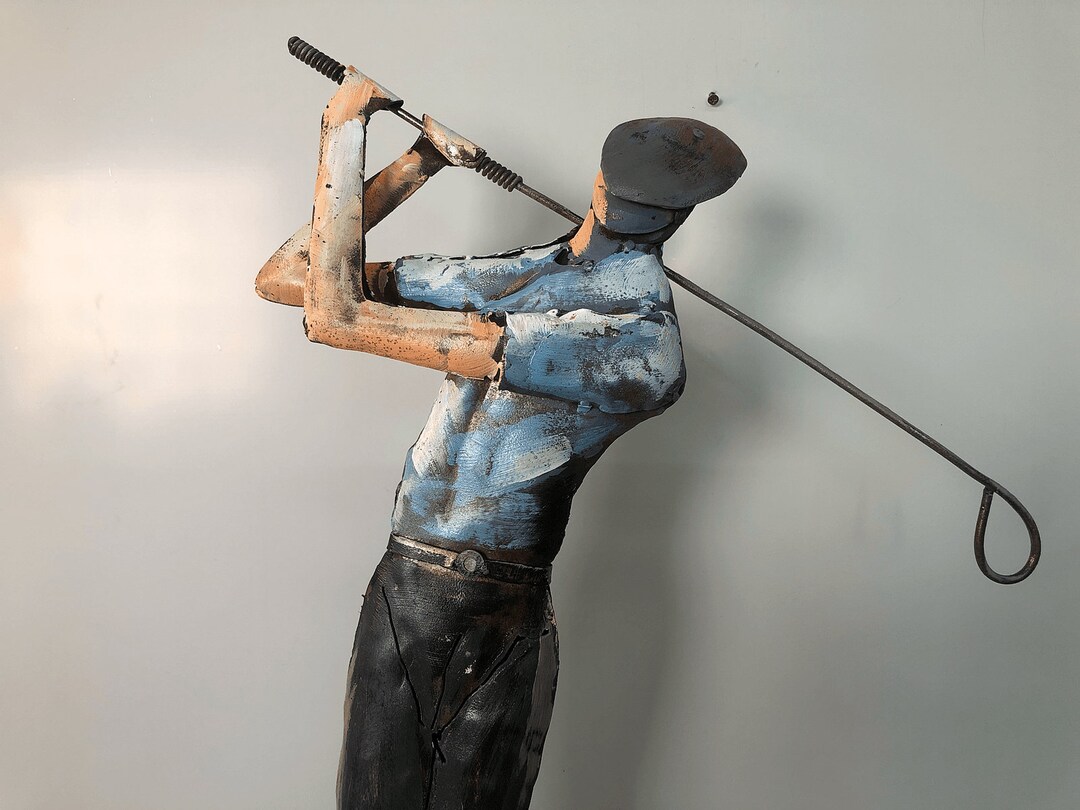 3D Metal Art Golfer Statue Decoration 100% Handmade Golfer - Etsy