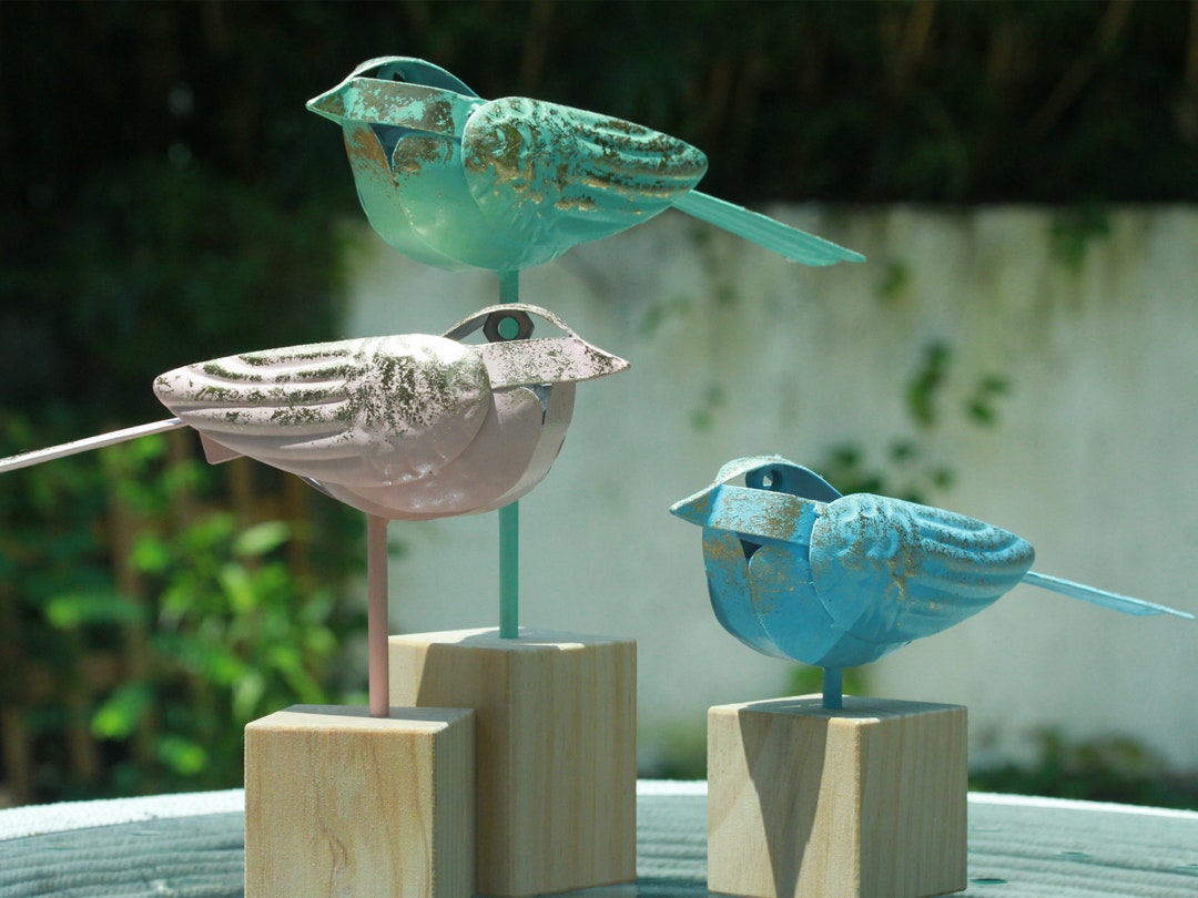 Handmade & Hand-painted Bird Statue, Metal Bird Sculpture With Solid ...
