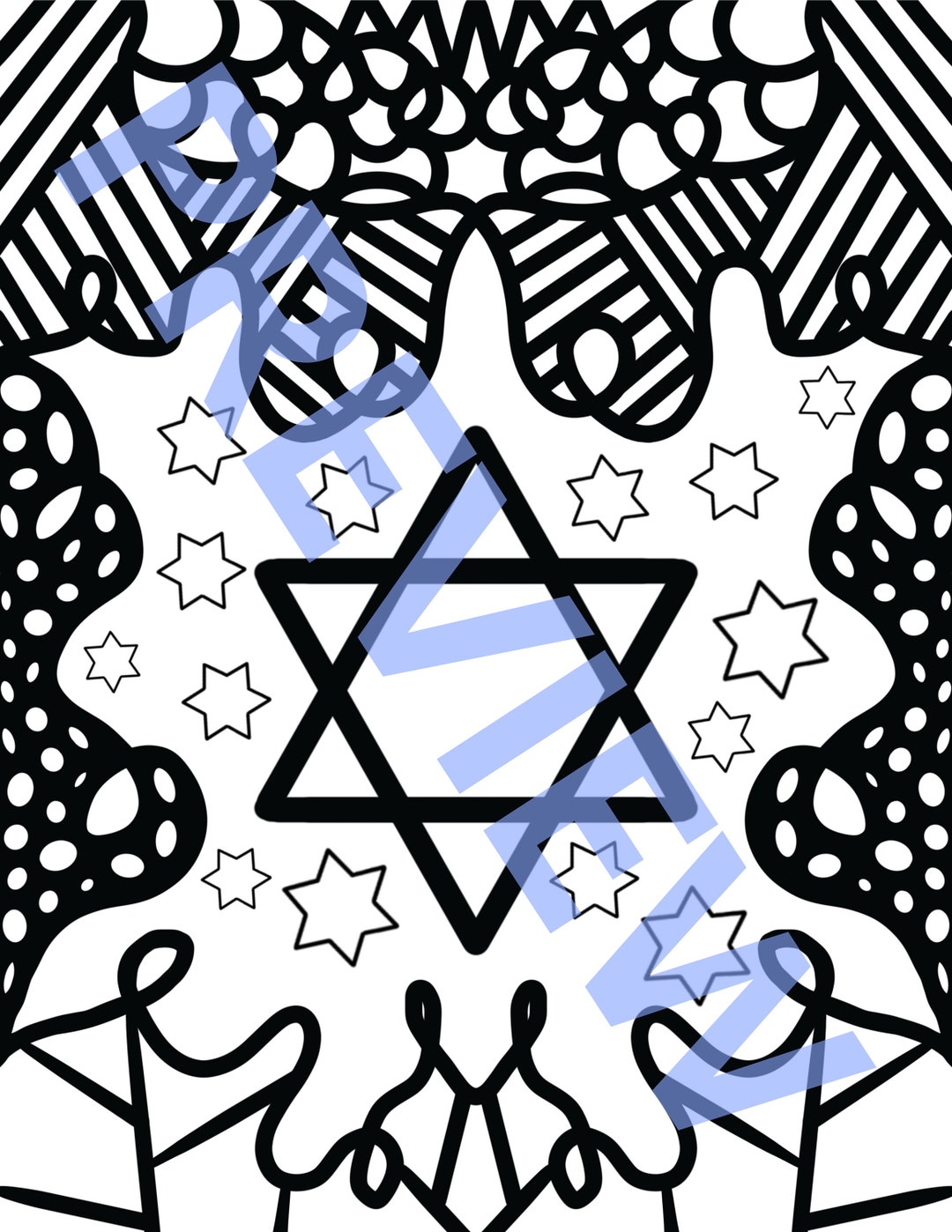 Jewish Star of David Zentangle Coloring Page (DIGITAL) - Etsy