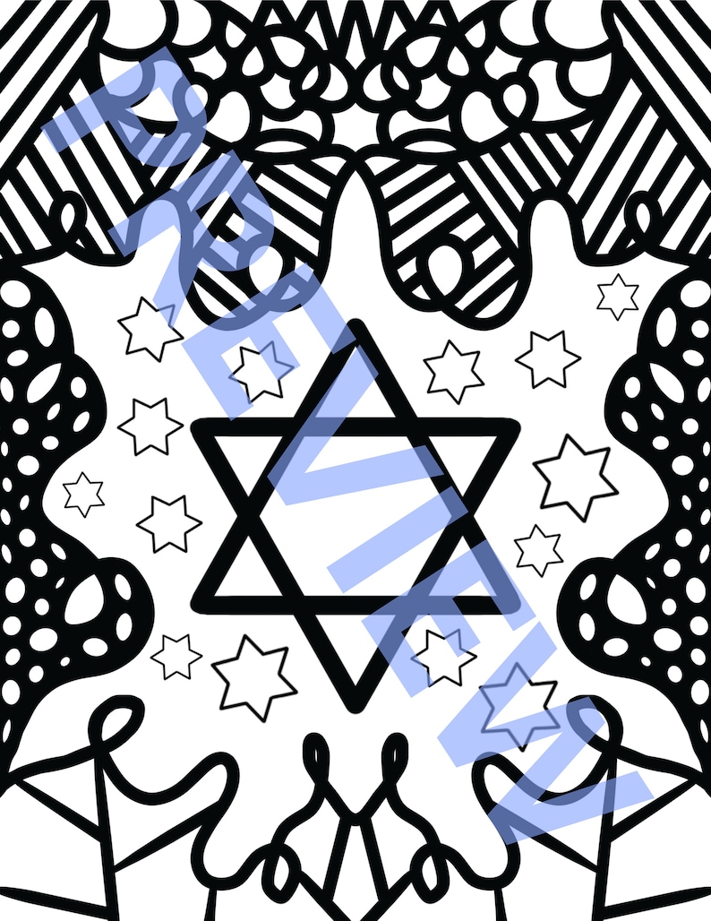 Jewish Star of David Zentangle Coloring Page DIGITAL - Etsy