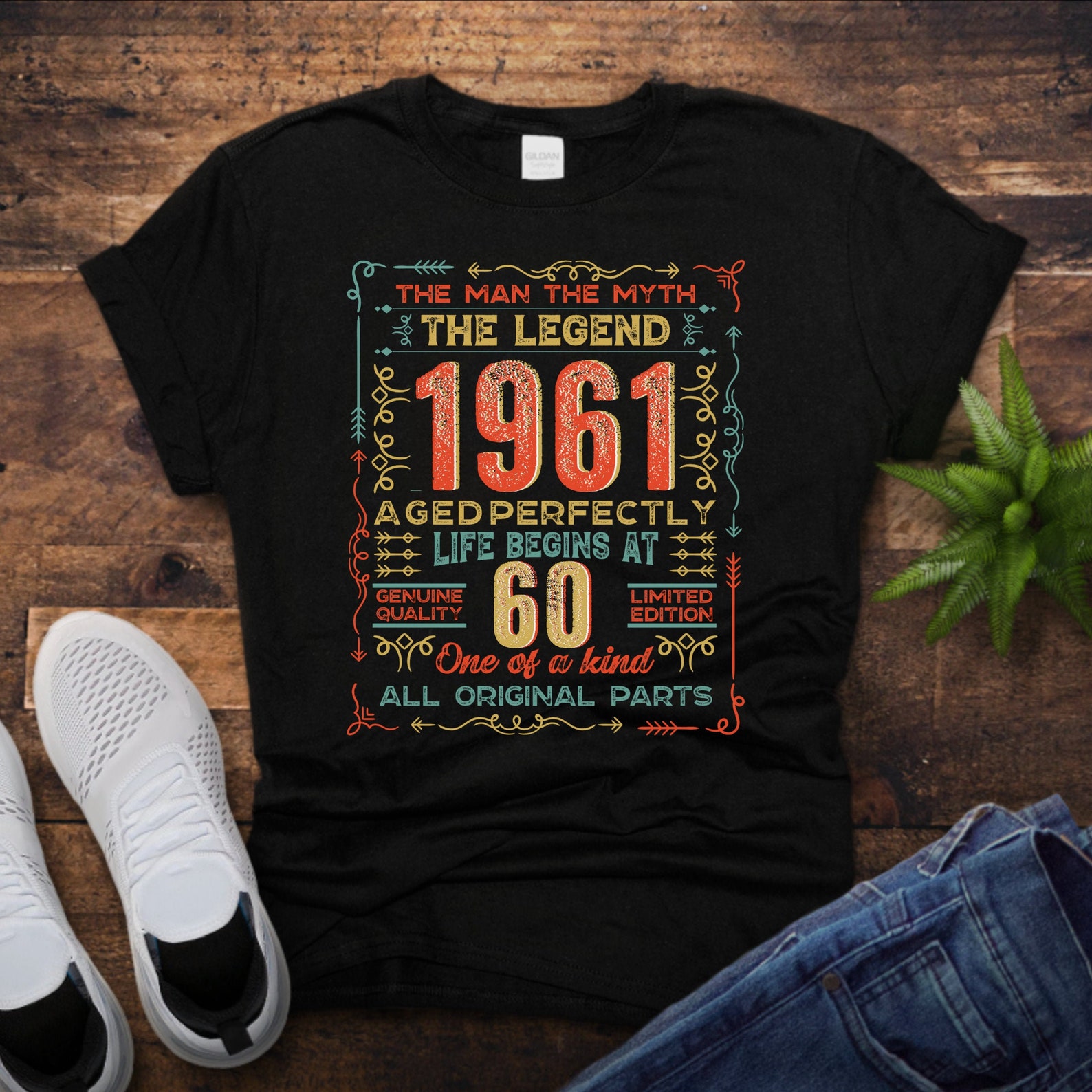 60th Birthday Shirt For Men 1961 Vintage T Shirt For Him Etsy