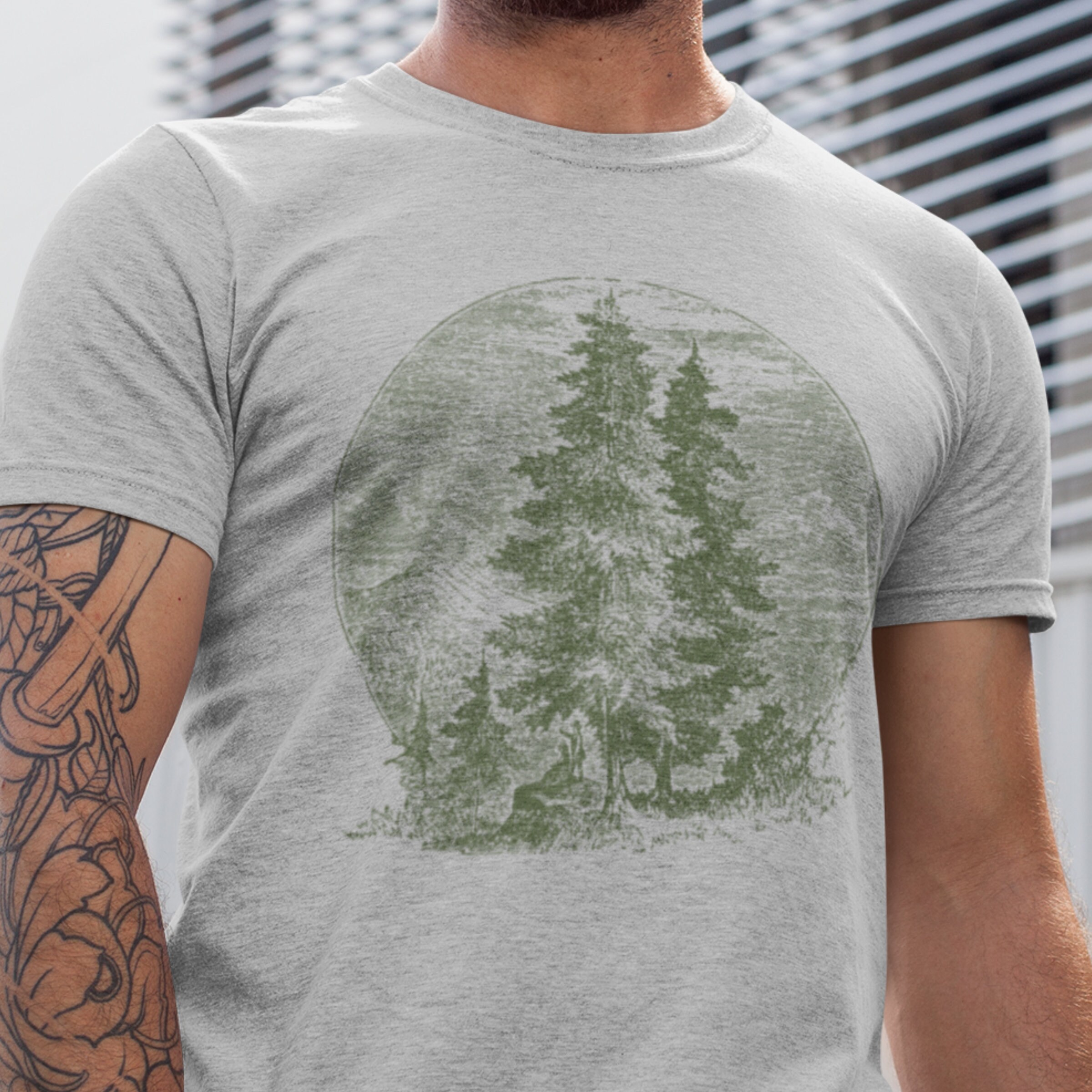Tree T-shirt, Mountain Themed Tshirt, Outdoor Shirt, Wilderness Graphic ...