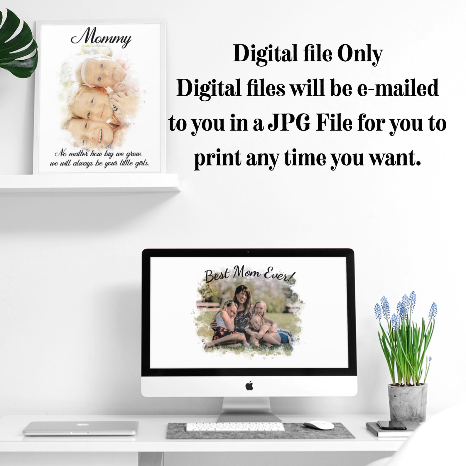 Gift for Mom, Mother and Daughter Custom Portrait, Gift Idea for Mom ...