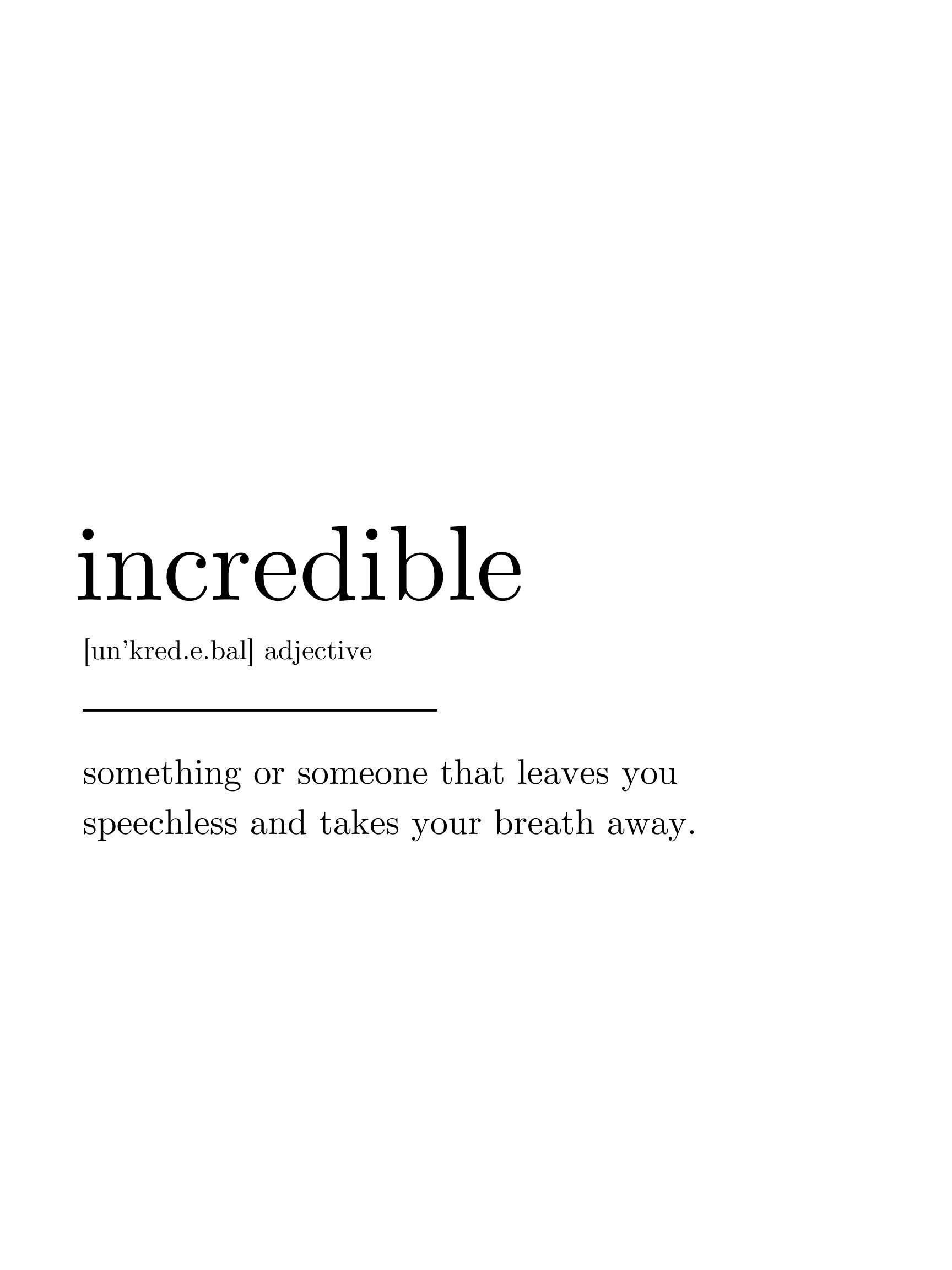 Incredible Definition Print, Word Art, Home Decor - Etsy