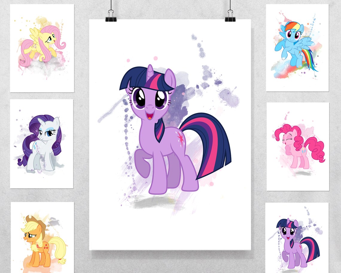 My Little Pony Watercolour Prints Ready to Frame Nursery - Etsy