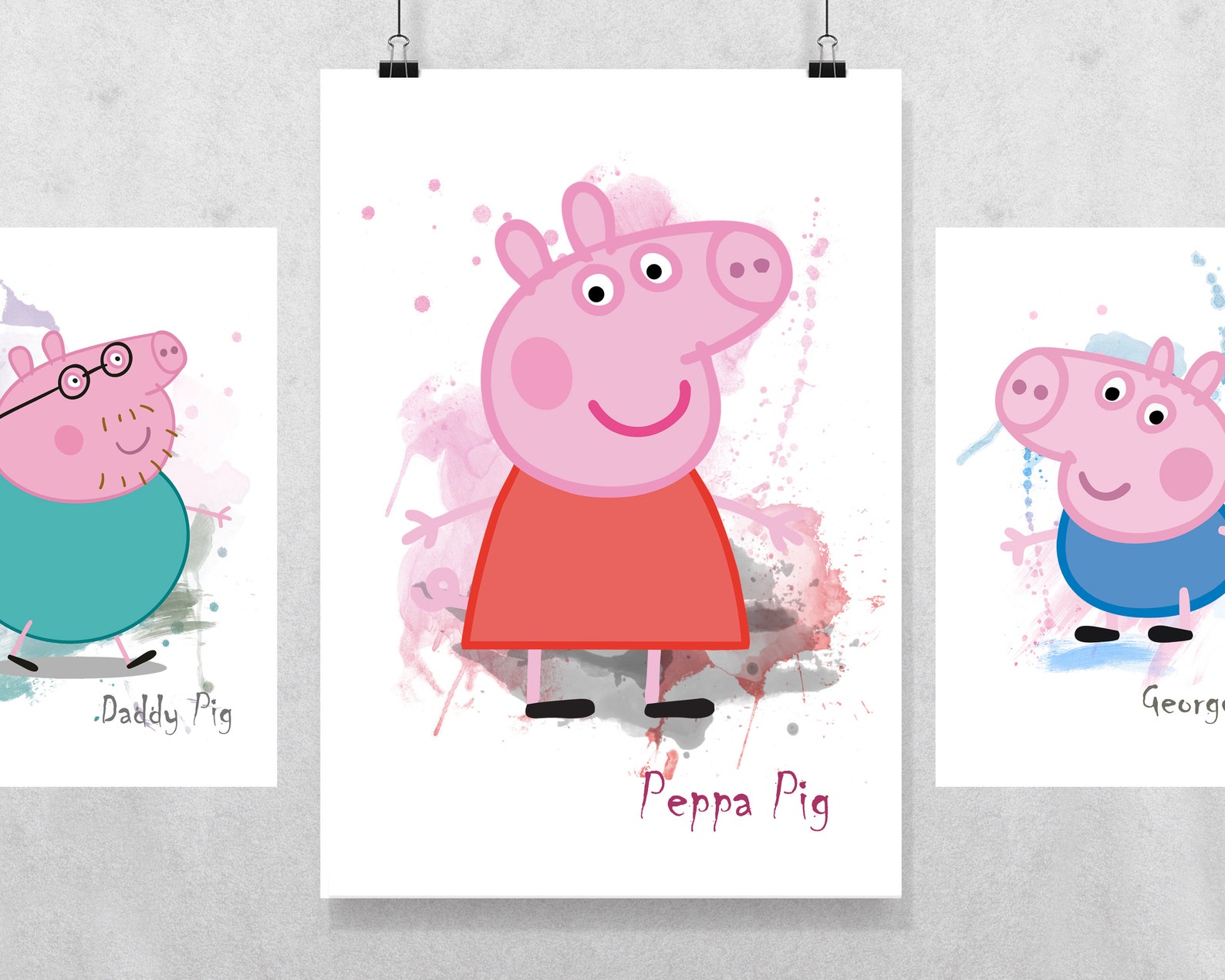 Peppa Pig Prints Ready to frame nursery wall art gift | Etsy