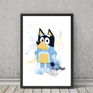Bluey and Bingo Watercolour Prints Ready to Frame Nursery Wall Art Gift ...