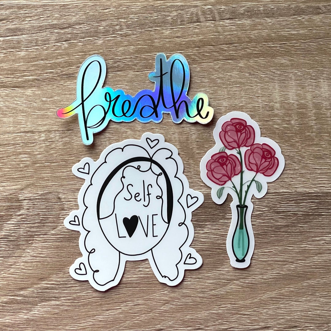 Self Love Sticker Bundle: Self Love Girl Sticker, Rose CLEAR Sticker ...