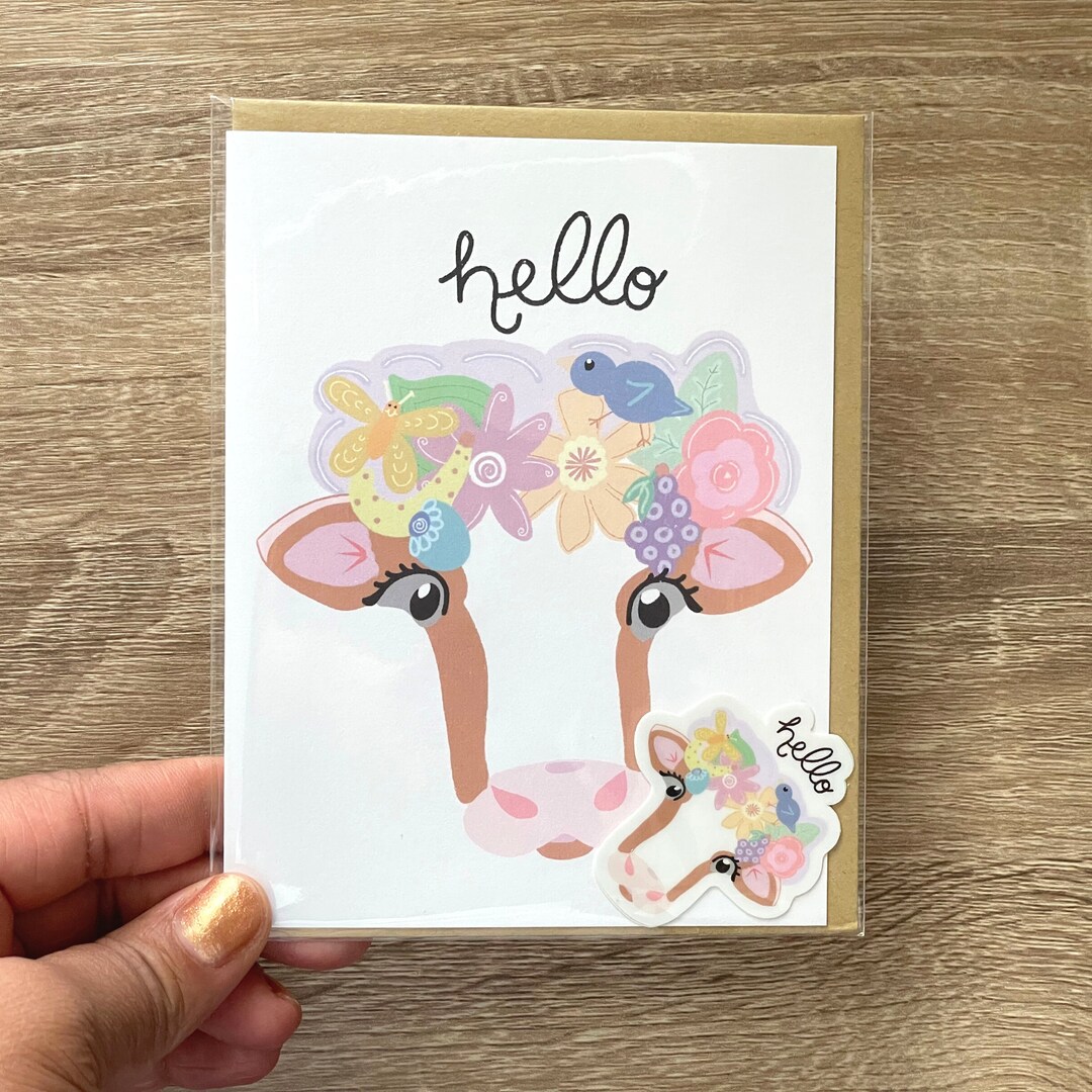 HELLO Cow CARD Matching STICKER Set - Etsy